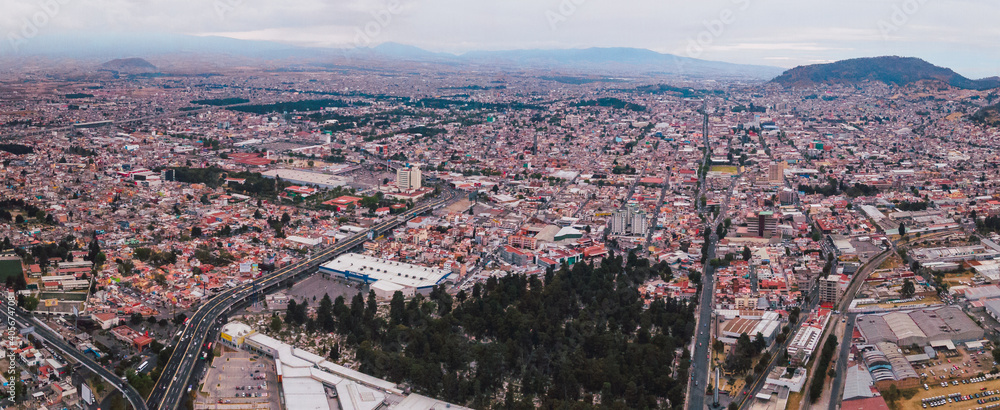 Toluca city, aerial urban landscape, you can see the Bicentennial ...