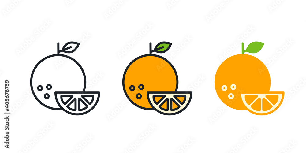 Orange icon. Linear color icon, contour, shape, outline. Thin line ...