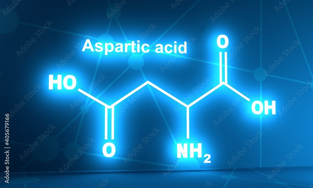 Amino acid. Aspartic acid structural formula. Infographics illustration ...