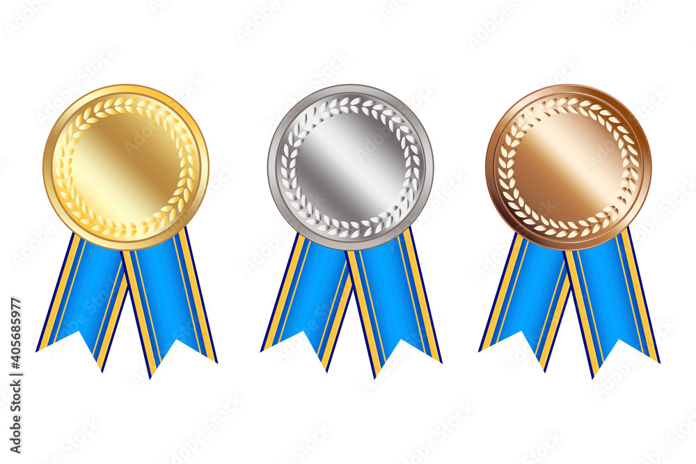 Blank medals for celebration design. Gold, silver and bronze medals ...