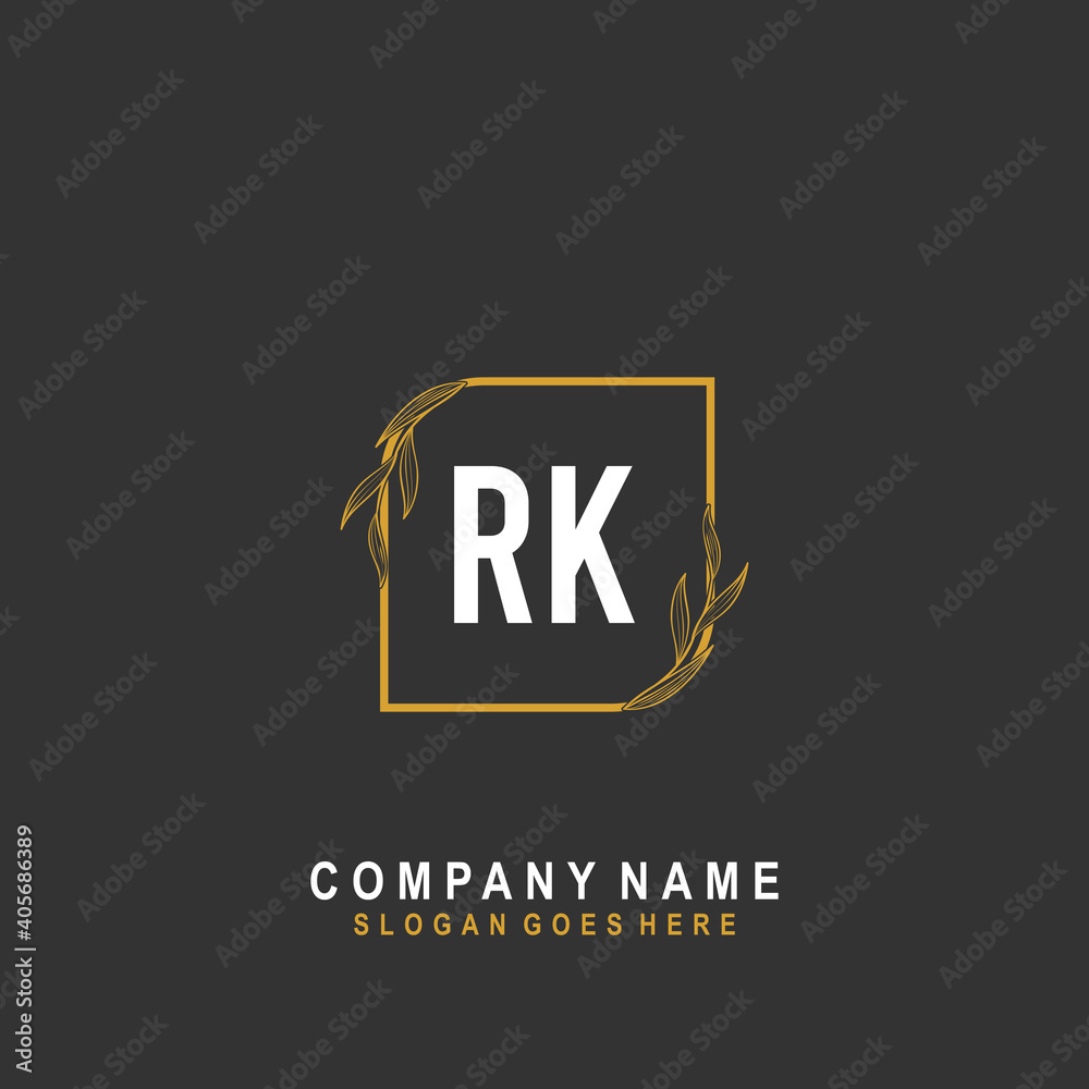 Initial letter RK Signature, beauty monogram and elegant logo design ...