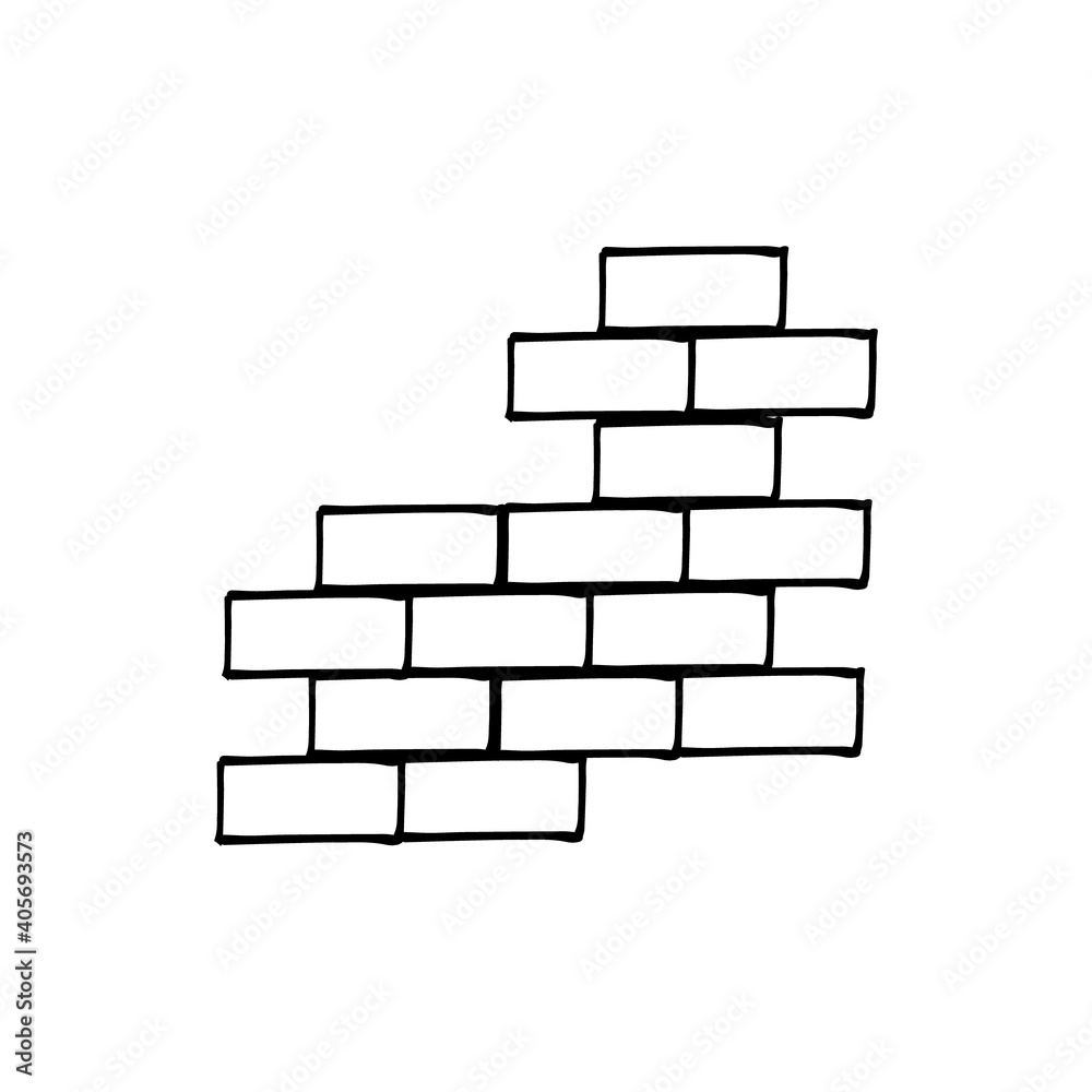 brick wall fragment icon. sketch hand drawn doodle style. vector ...