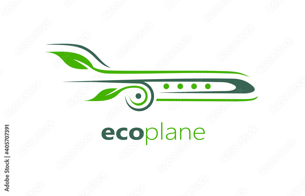 Airplane eco green lines logo plane leaf silhouette stripes Stock ...