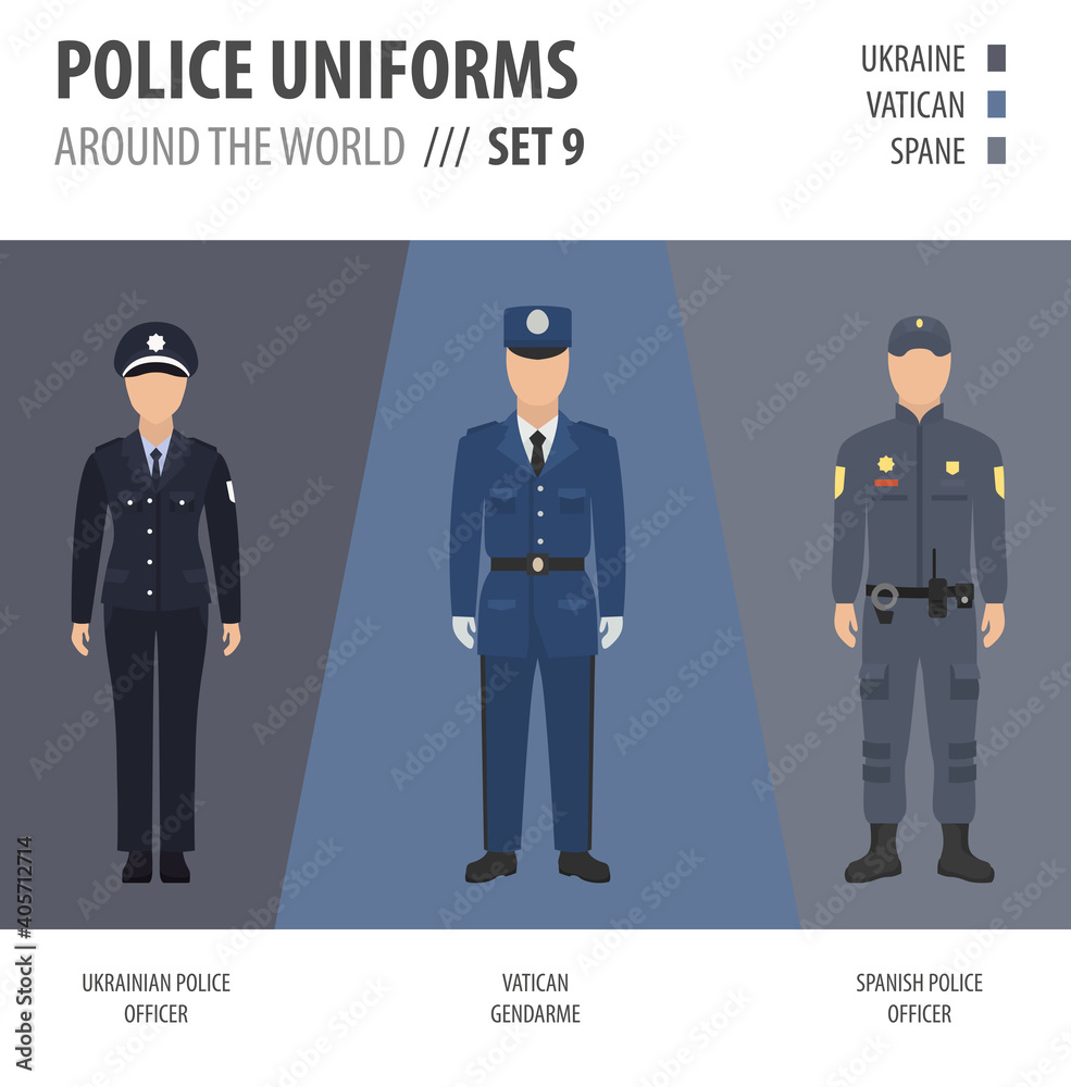 Police uniforms around the world. Suit, clothing of european police ...