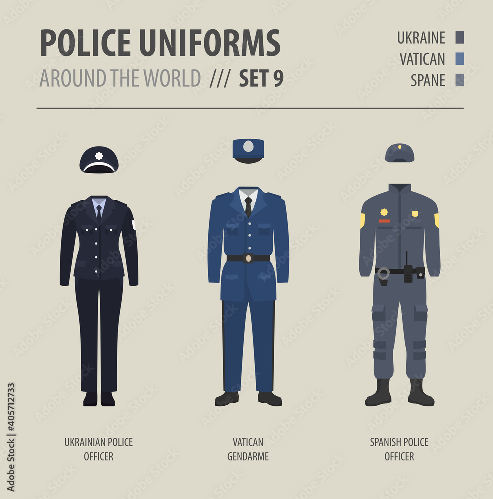 Police uniforms around the world. Suit, clothing of european police ...