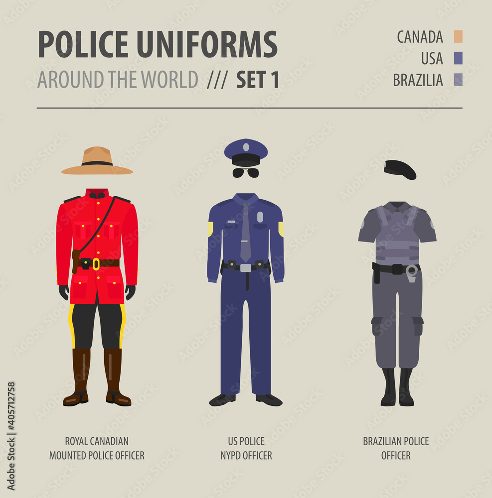 Police uniforms around the world. Suit, clothing of american police ...