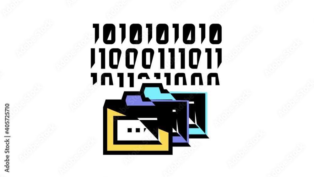 binary code and folders animated color icon. binary code and folders ...