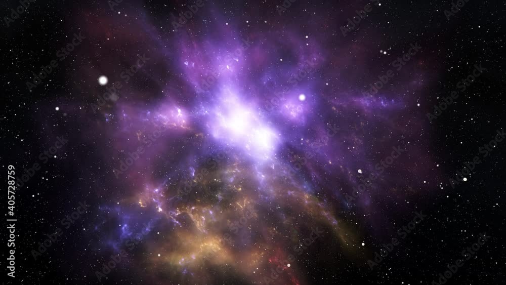Galaxy Space Nebula Blue, Flight through Universe, Interstellar space ...