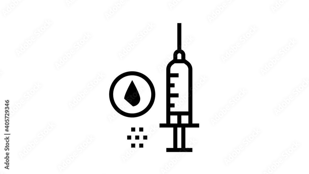 injection anesthesia animated black icon. injection anesthesia sign ...