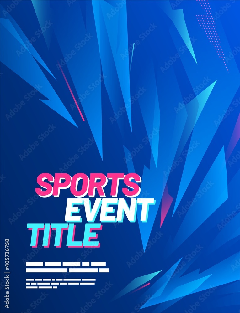 Poster layout design with abstract flying shapes for sports event ...