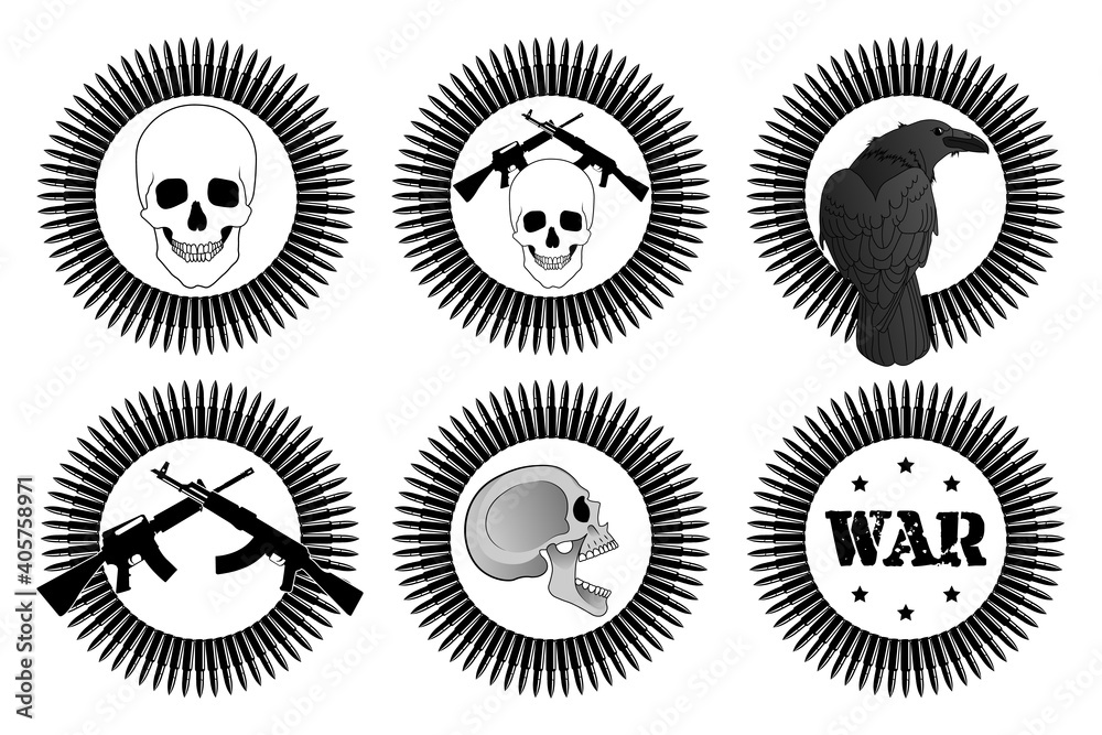 Symbol, sign, designation of armed, military conflict, war and ...