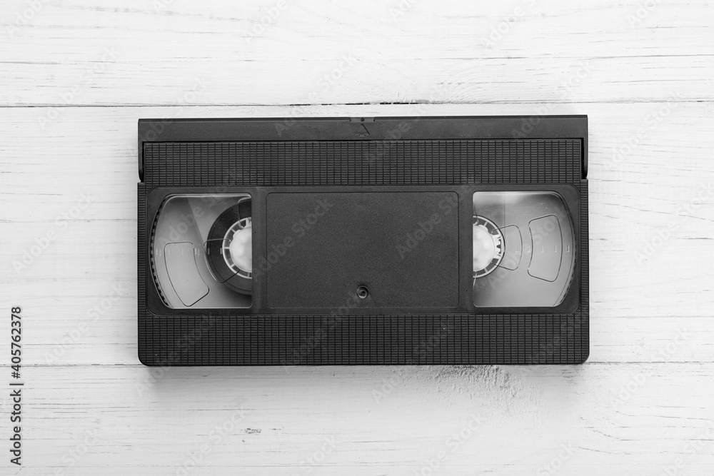 VHS tape from the 80s and 90s on white wood background. Stock Photo ...