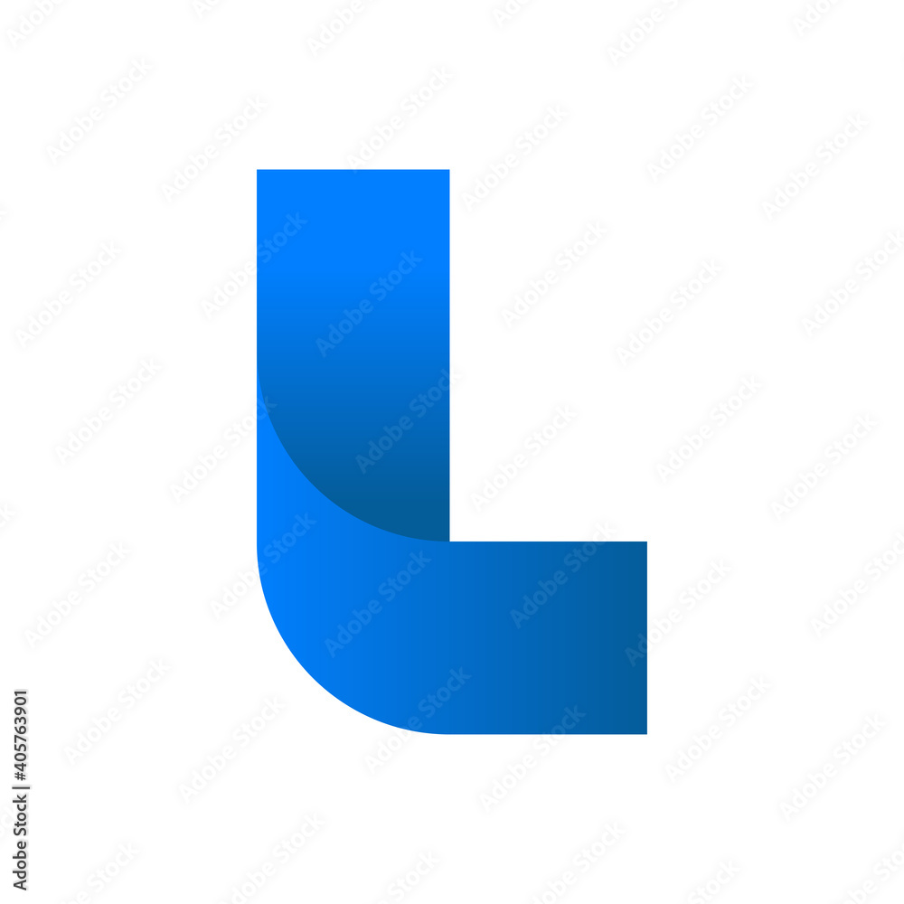 Logotipo inicial letra L tridimensional en color azul Stock Vector ...