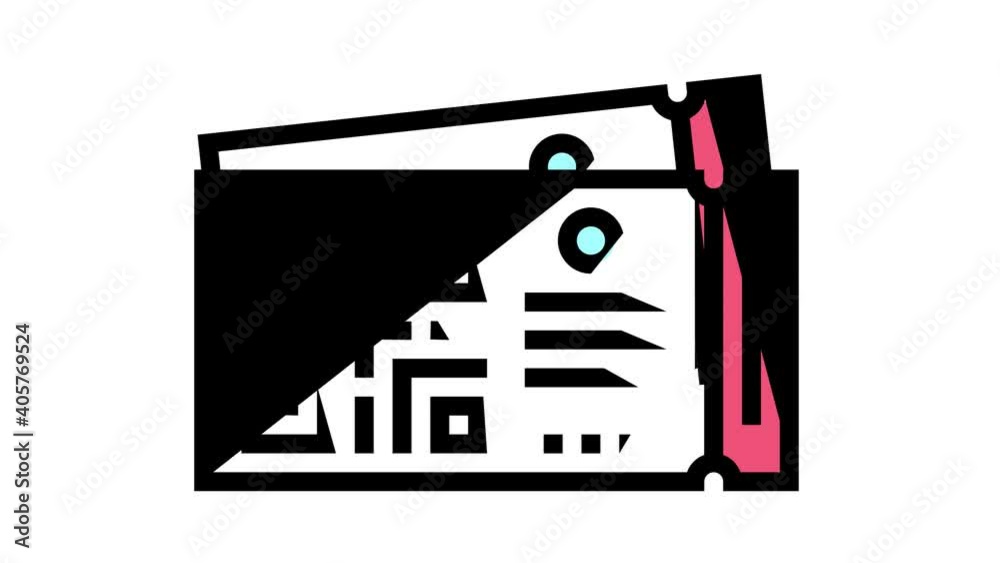 qr code on cinema ticket animated color icon. qr code on cinema ticket ...