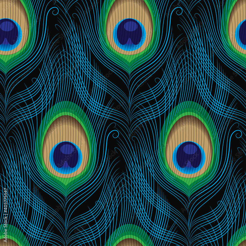 peacock feather makes a seamless pattern Stock Vector | Adobe Stock