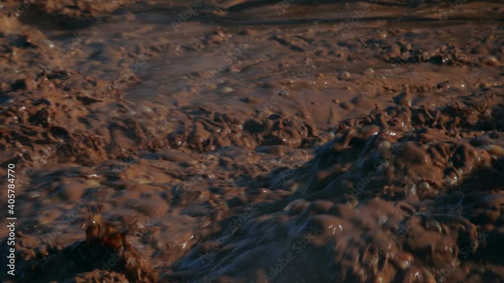 Bubbling brown sludge in wastewater treatment plants for waste liquids ...