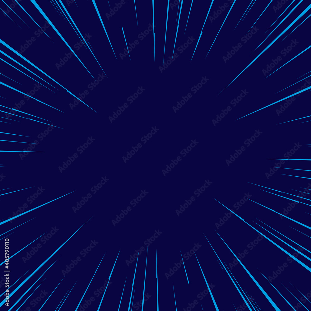 Flat design blue comics background with space for text. Effect motion ...