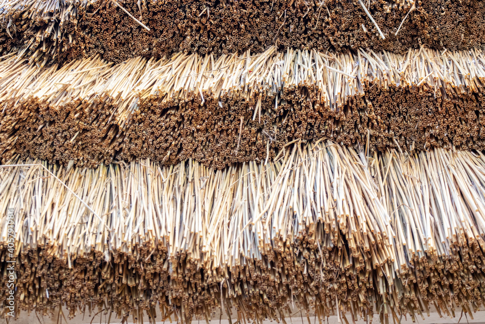 Straw thatching roof. Texture background. Stock Photo | Adobe Stock