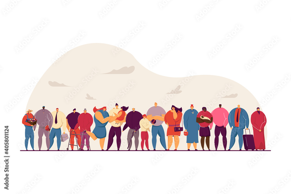 Multicultural community members. Family with kids, diverse ...