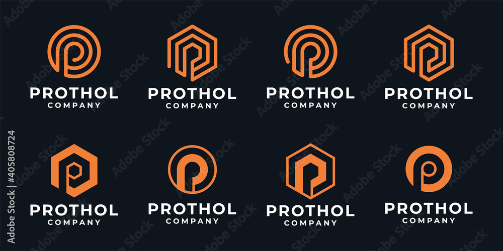 Collection of letter P logo icon design bundle inspiration Stock Vector ...
