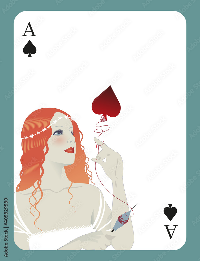 Ace of spades inspired by the story of Sleeping Beauty. Beautiful girl ...