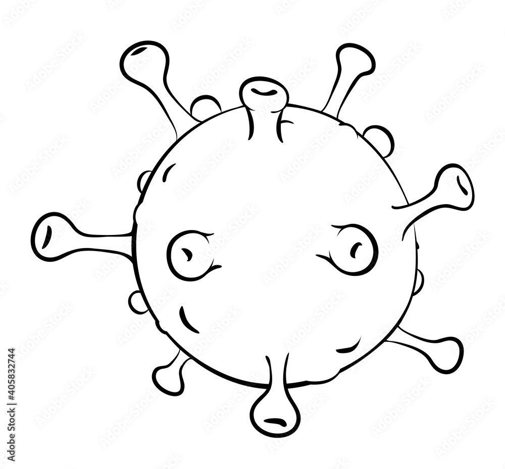 Fictional Cartoon Drawing Of Covid-19 Virus To Be Used As Symbol Stock ...