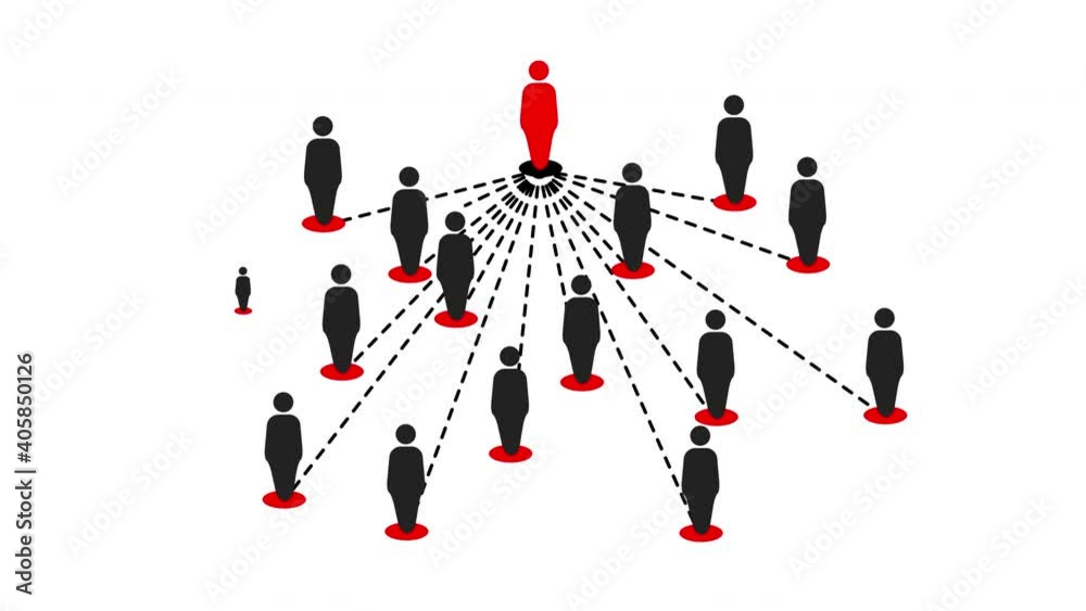 Organization Diagram Structure with dashed line Animation on White ...
