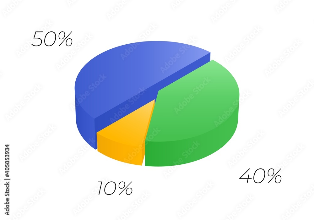 3d pie. Isometric cycle diagram for infographics. Vector chart can be ...