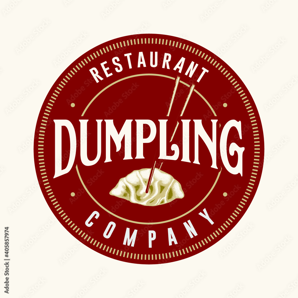 dumplings and chopsticks illustration for restaurant logo. Asian food ...