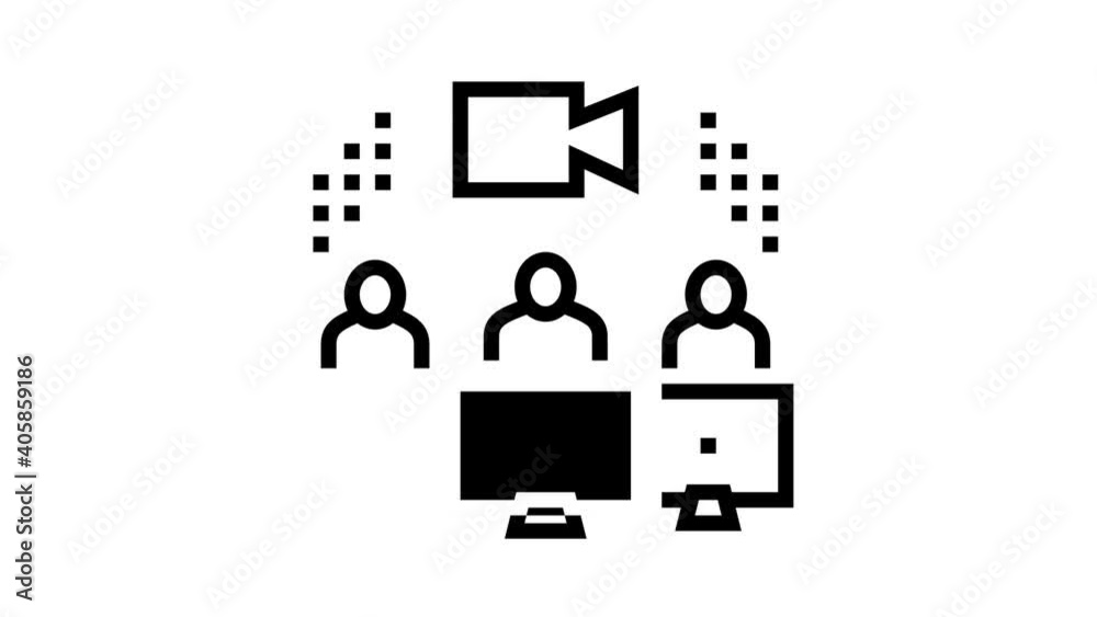 human communicate video call animated black icon. human communicate ...