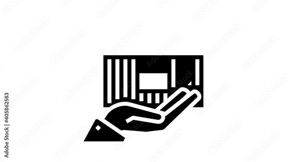 container carrying animated glyph icon. container carrying sign ...