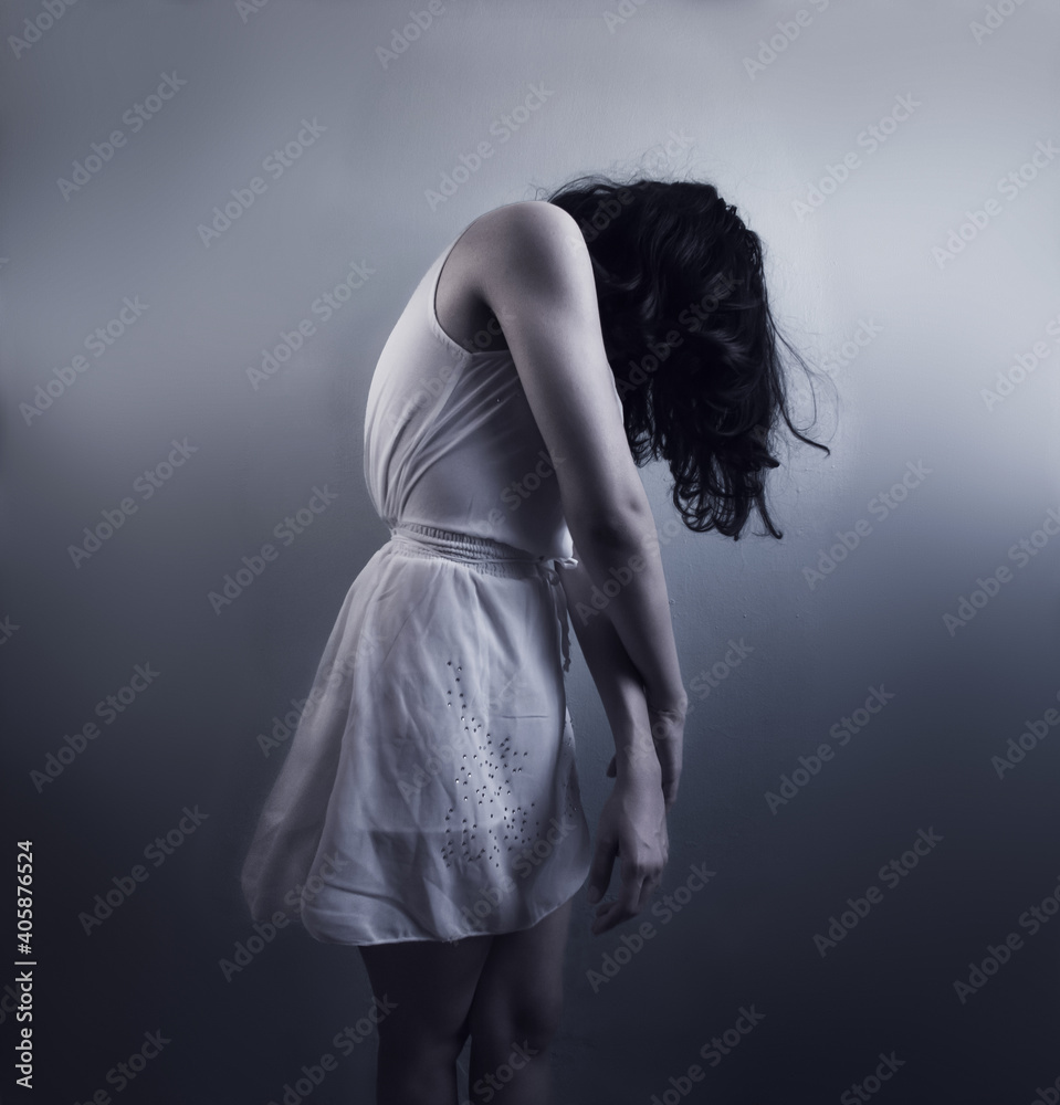 woman with sad body language - social isolation and depression Stock ...