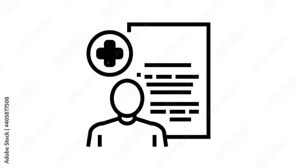 patient medical card animated black icon. patient medical card sign ...