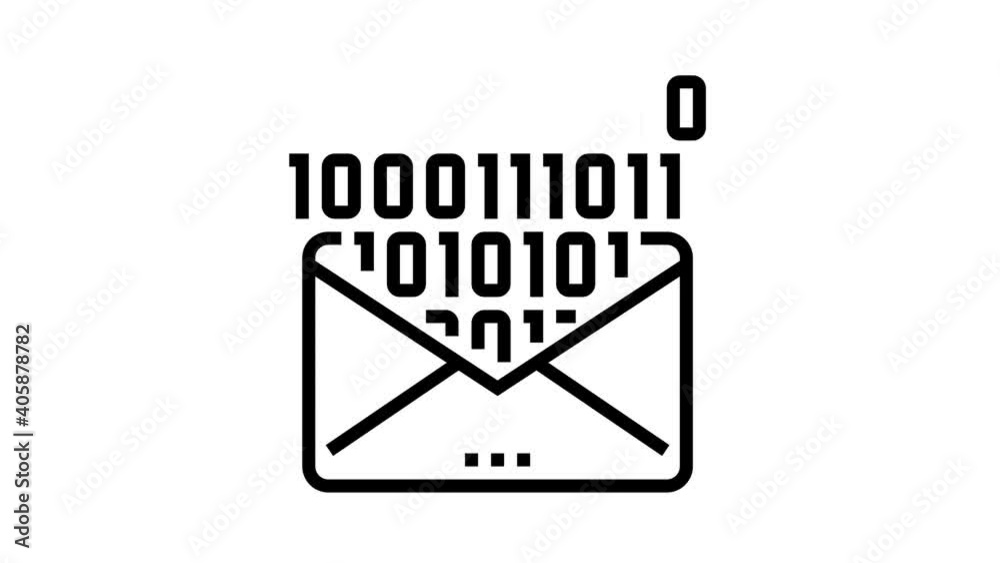 Email Message With Binary Code Animated Black Icon Email Message With Binary Code Sign