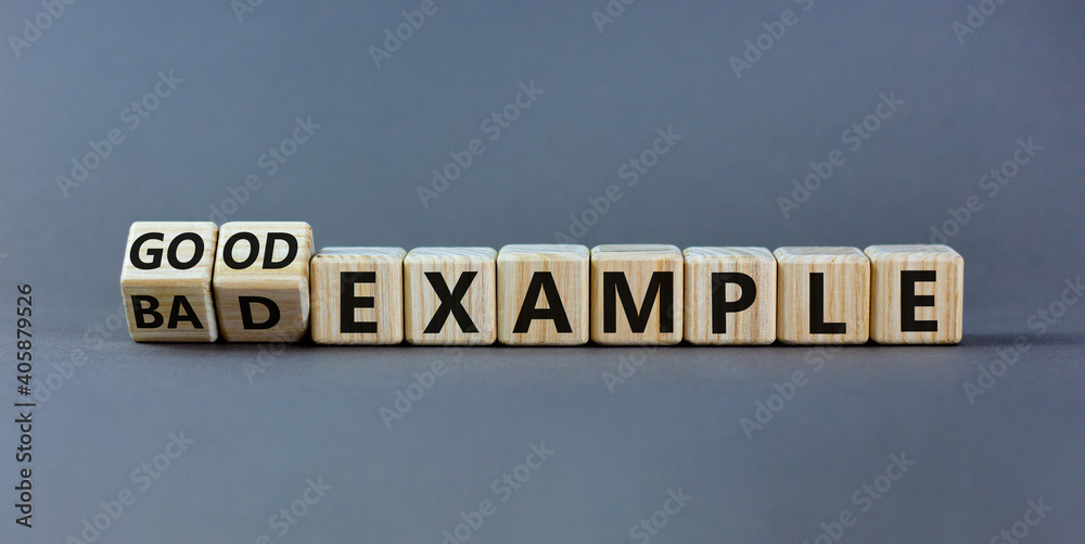 Good or bad example symbol. Turned cubes and changed words 'bad example ...