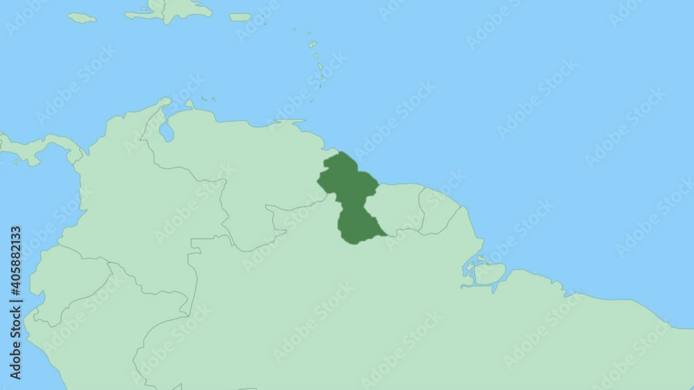Map of Guyana with pin of country capital. Guyana Map with neighboring ...