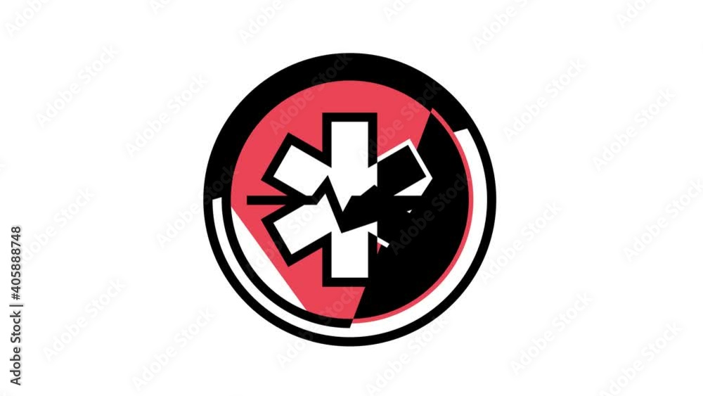 emergency ambulance hospital sign animated color icon. emergency ...