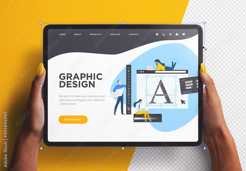 Hands Holding Tablet Mockup Stock Template | Adobe Stock