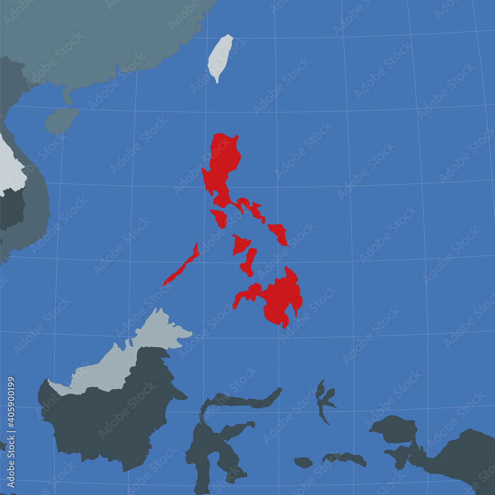 Shape of the Philippines in context of neighbour countries. Country ...