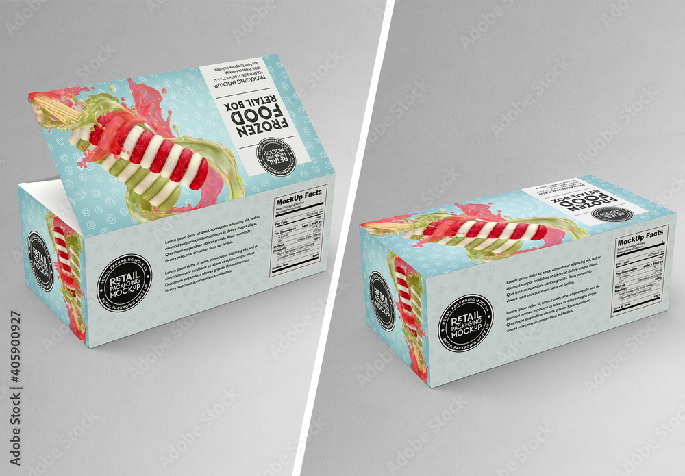 Big Frozen Food Box Back 2 Views Packaging Mockup Stock Template ...