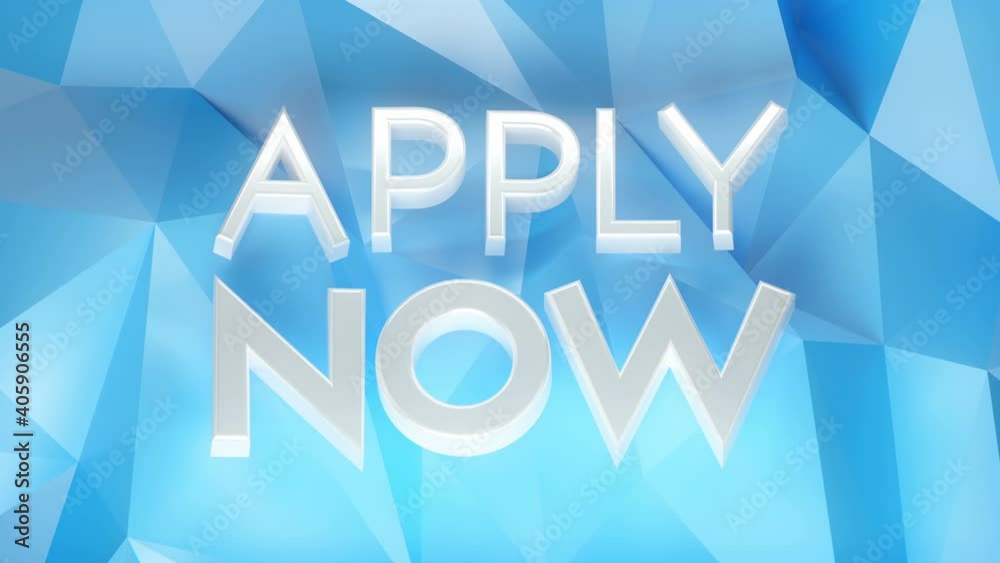 Apply Now Loop 1 White x Blue: uppercase apply now text, card with ...