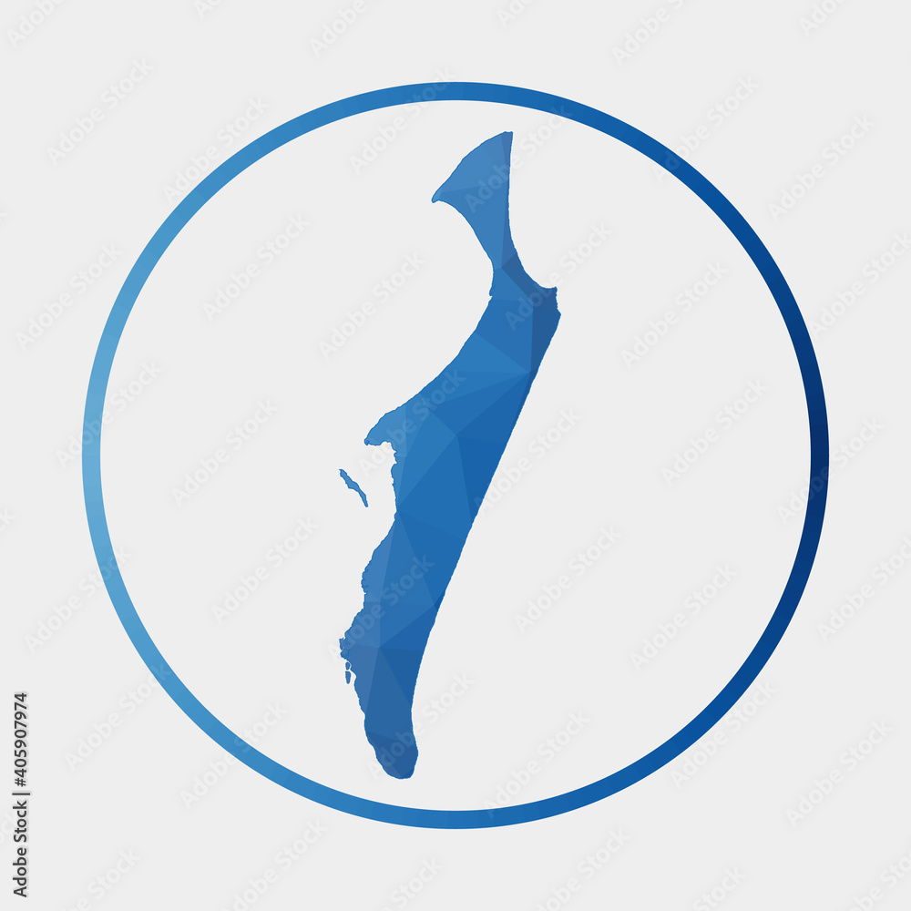 Fraser Island icon. Polygonal map of the island in gradient ring. Round ...