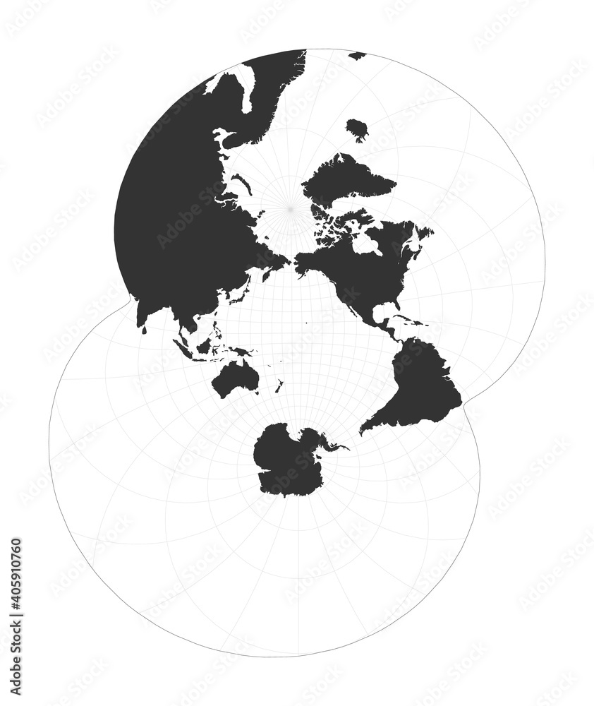 Map of The World. Modified stereographic projection for the Pacific ...