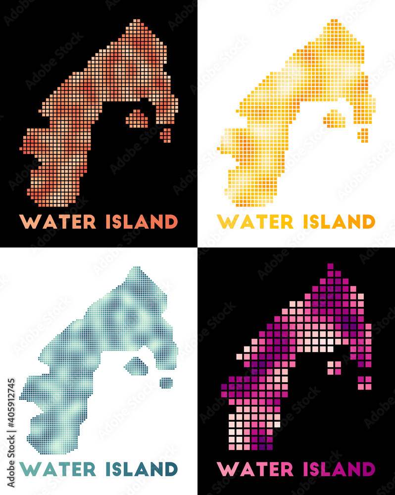 Water Island map. Collection of map of Water Island in dotted style ...
