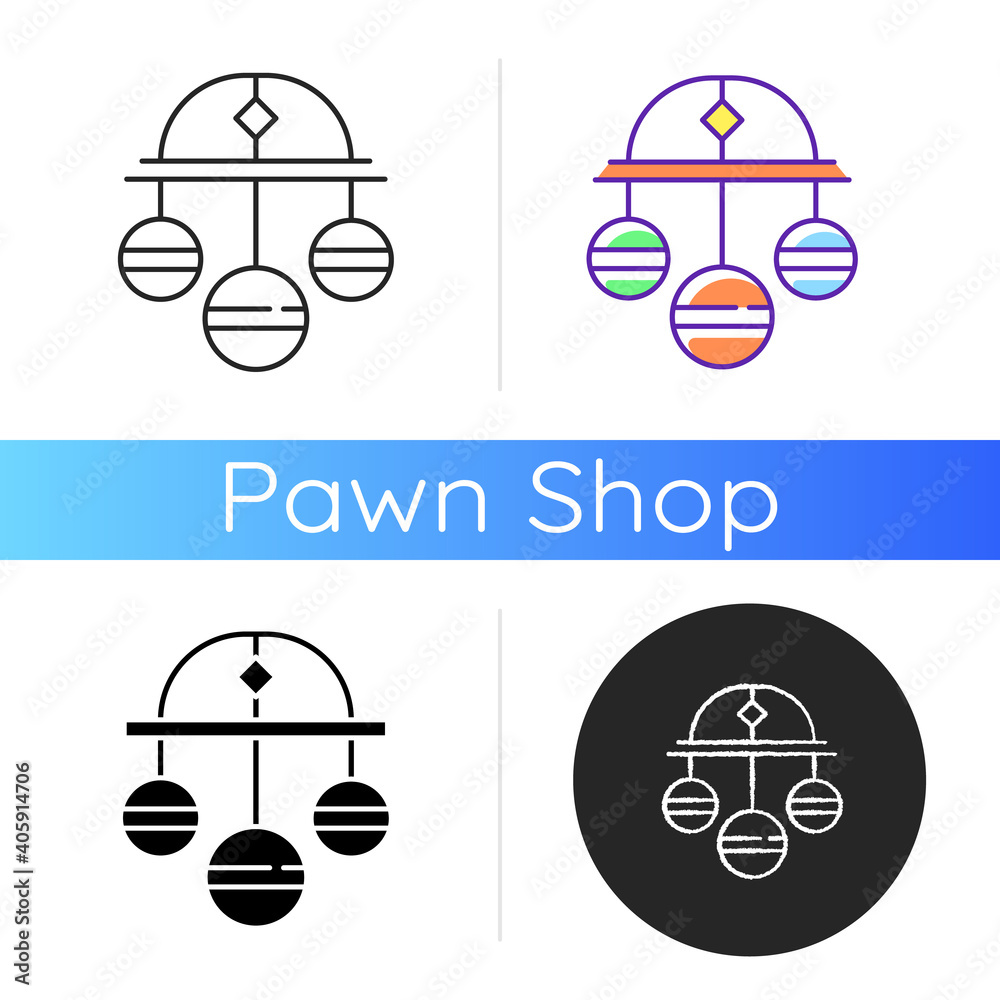 Pawn symbol icon. Three spheres suspended from bar. Monetary success ...