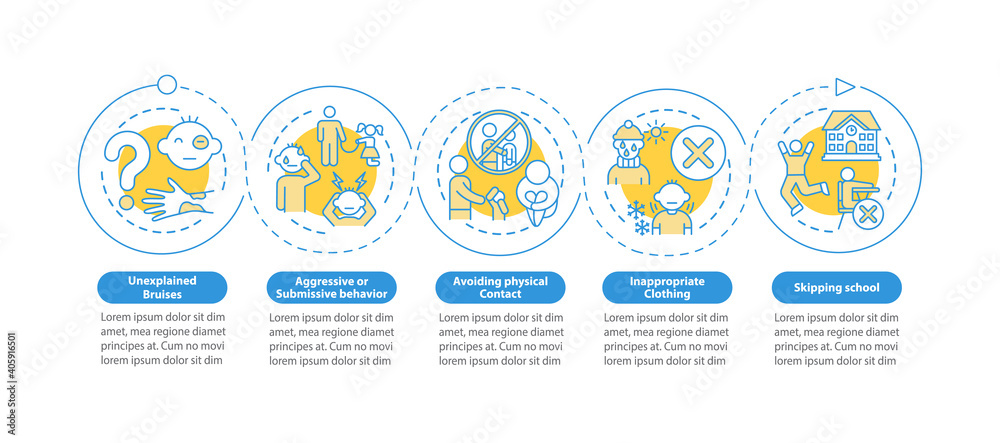 Domestic abuse symptoms vector infographic template. Parental neglect ...