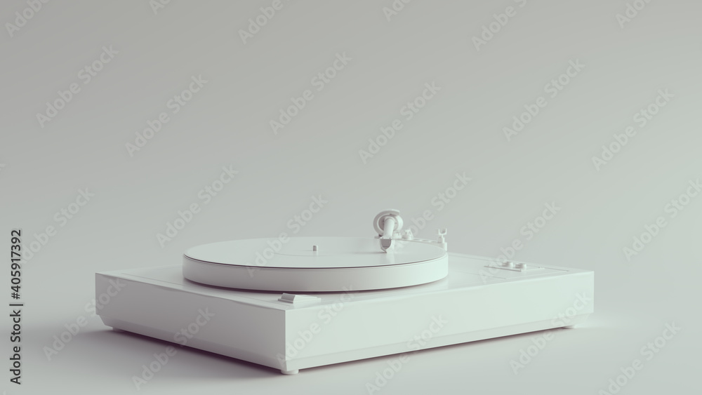 White Vintage Turntable Record Player 3d illustration render Stock ...