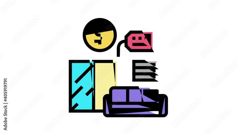 furniture rental animated color icon. furniture rental sign. isolated ...