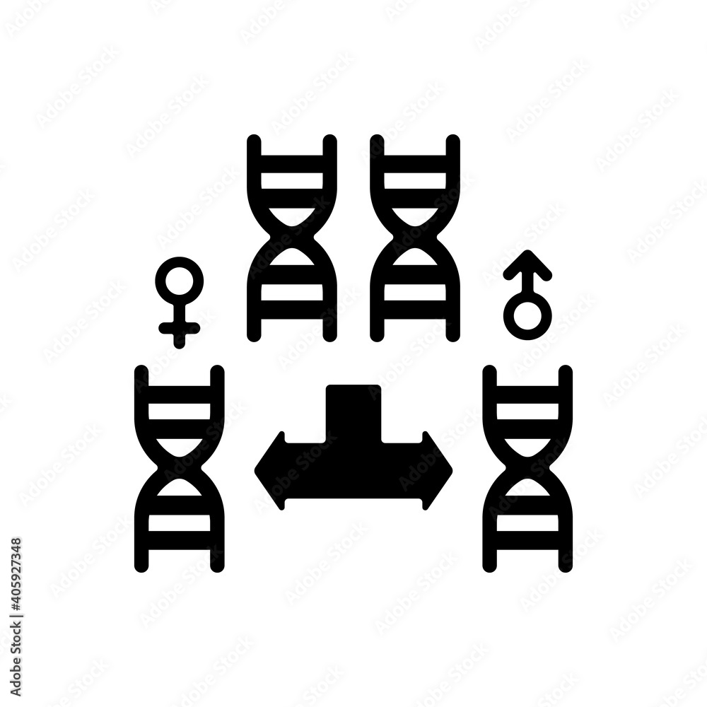 Vetor de Chromosome division black glyph icon. Genetic engineering ...