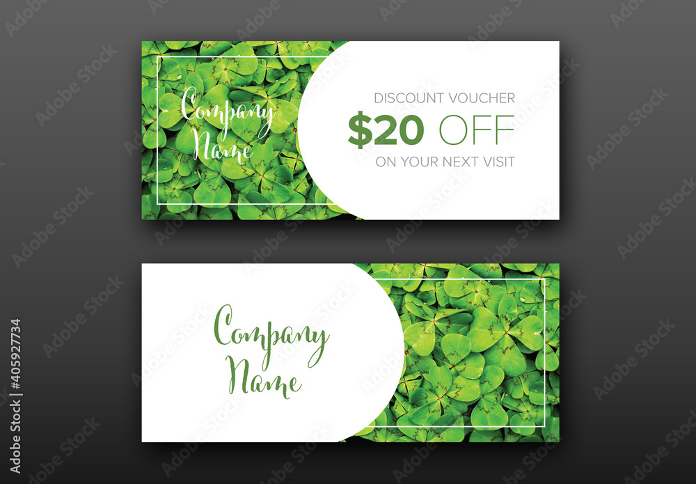 Discount Voucher Card Layout with Photo Stock Template | Adobe Stock